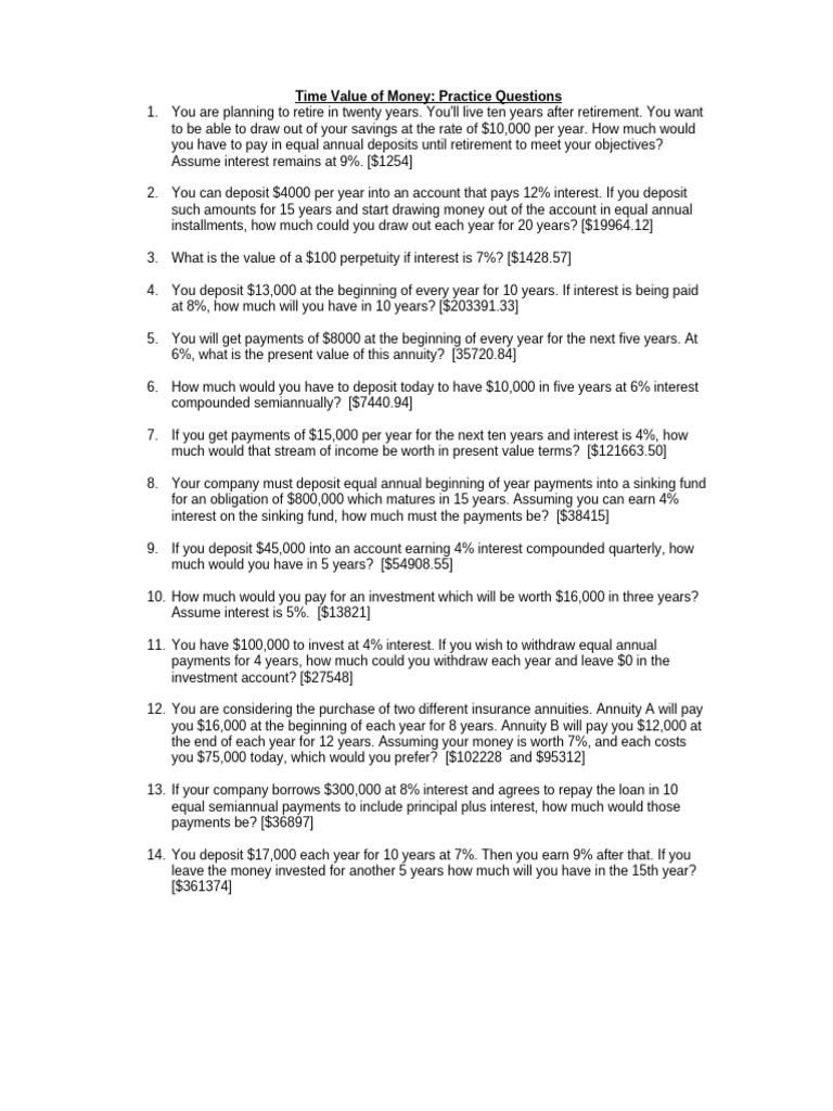 Session 3. TVM Practice Set | PDF