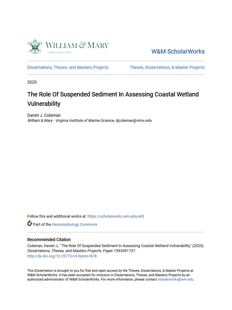 The Role of Suspended Sediment in Assessing Coastal Wetland Vulne | PDF