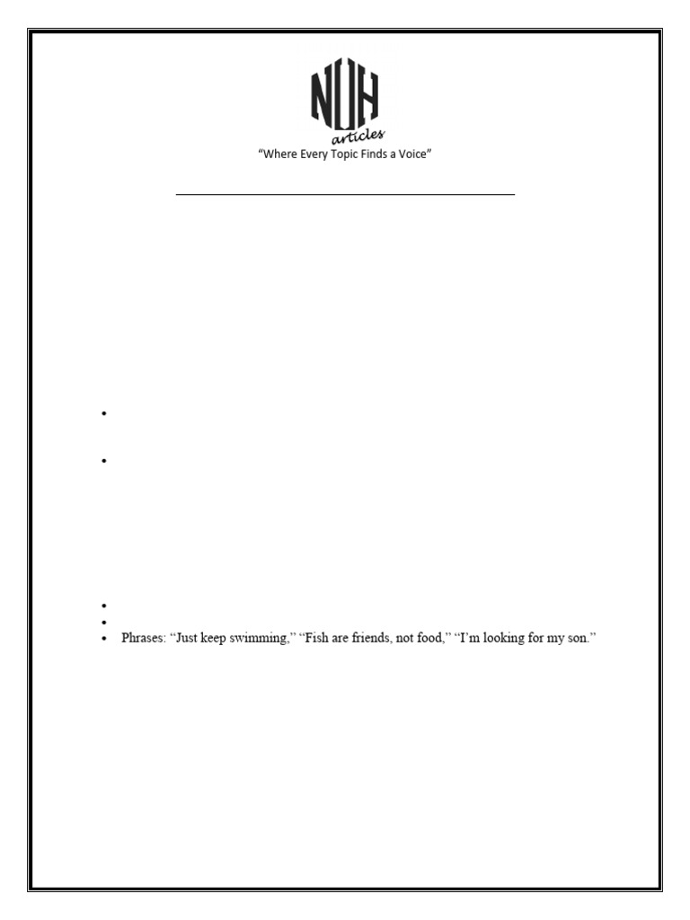 Learning English Through The Movie Finding Nemo. | PDF