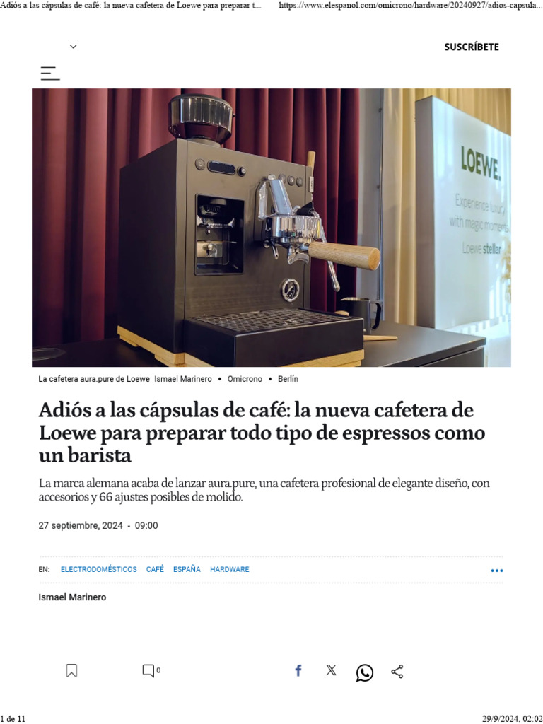 Adiós A Las Cápsulas de Café - La Nueva Cafetera de Loewe para Preparar ...