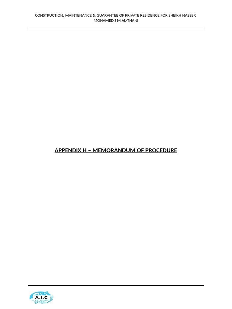Appendix H - Memorandum of Procedure . | PDF