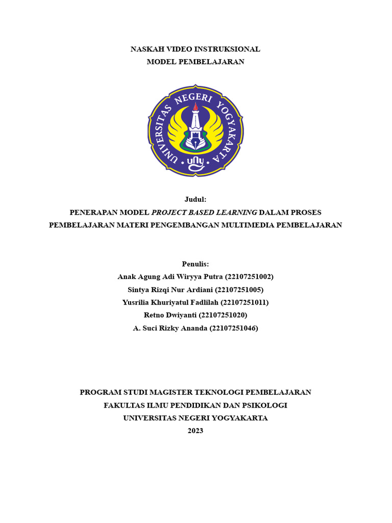 Penerapan Model Project Based Learning Dalam Proses Pembelajaran Materi ...