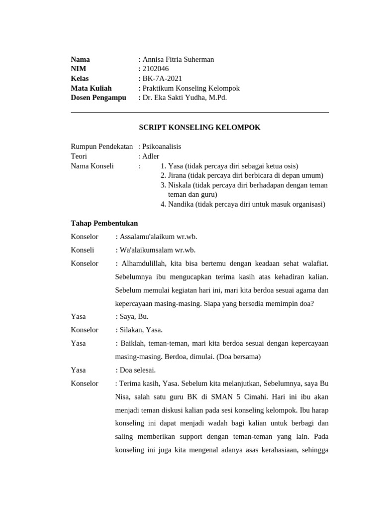 Draft Script Konseling | PDF