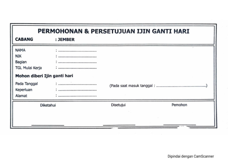 Form Ganti Hari | PDF