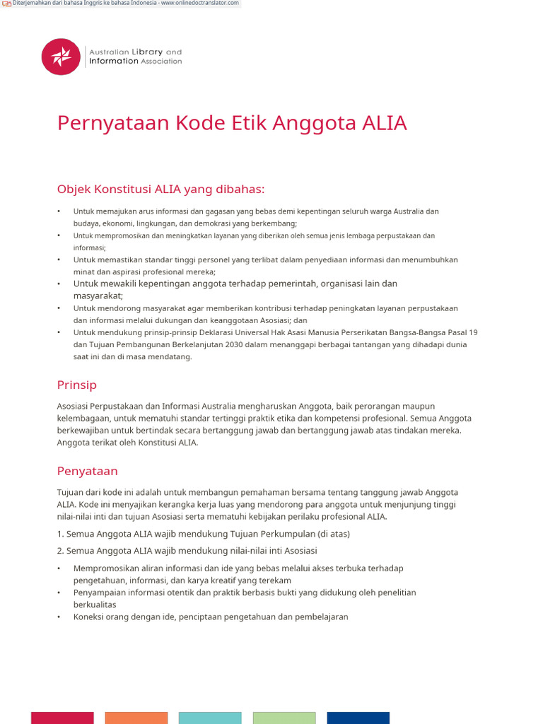 Alia Member Code of Conduct Statement 2020.en - Id | PDF