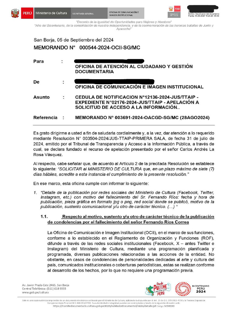 Memorando 000544 2024 Ocii SG | PDF