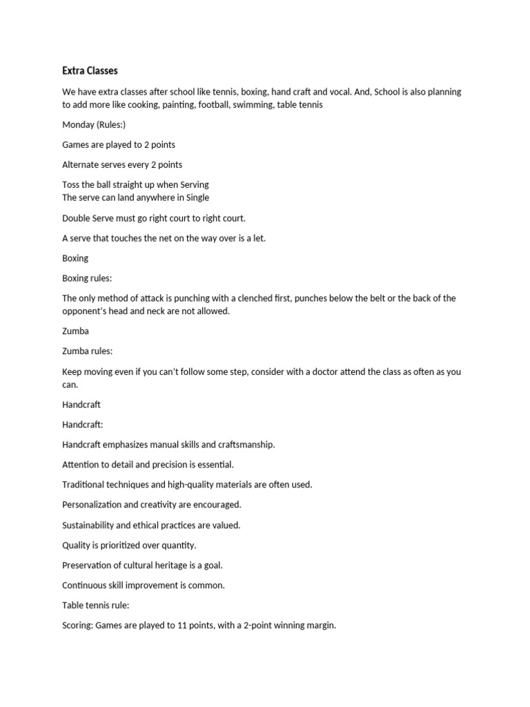 Extra Classes | PDF