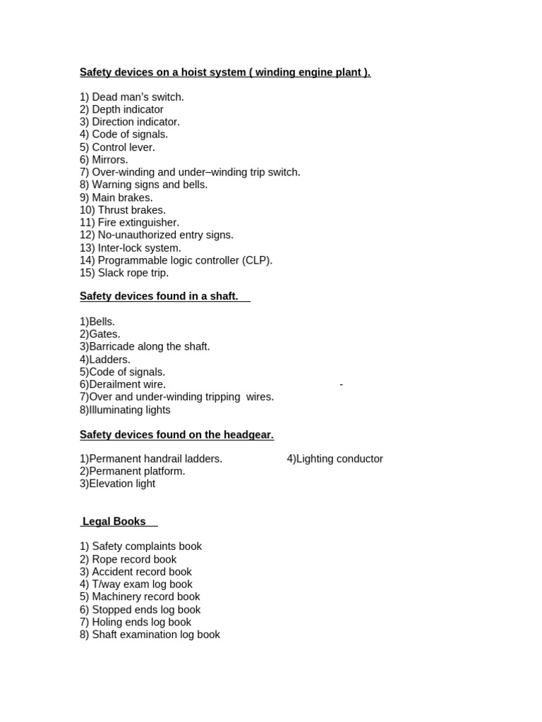 Safety Devices On A Hoist System | PDF