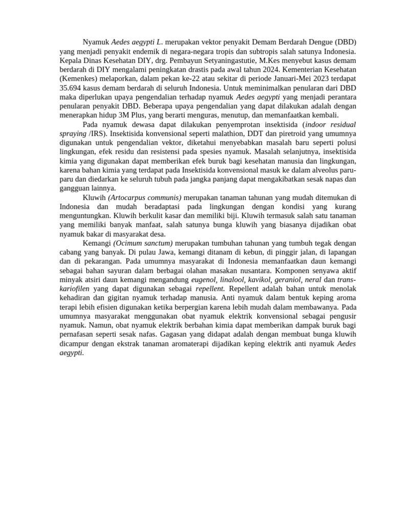 Efektivitas Bunga Kluwih Sebagai Obat Nyamuk | PDF