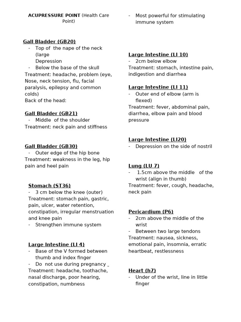 Accupresure Point | PDF