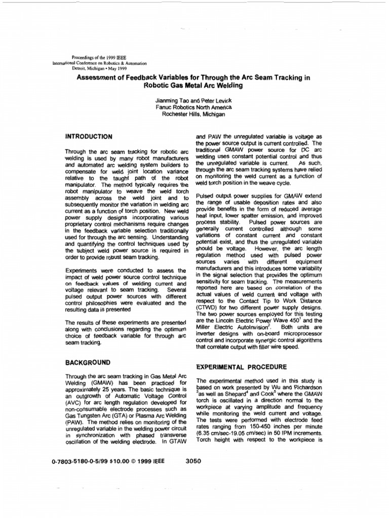 Assessment of Feedback Variables For Through The Arc Seam Tracking in ...