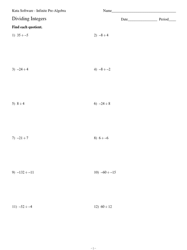 Dividing Integers | PDF