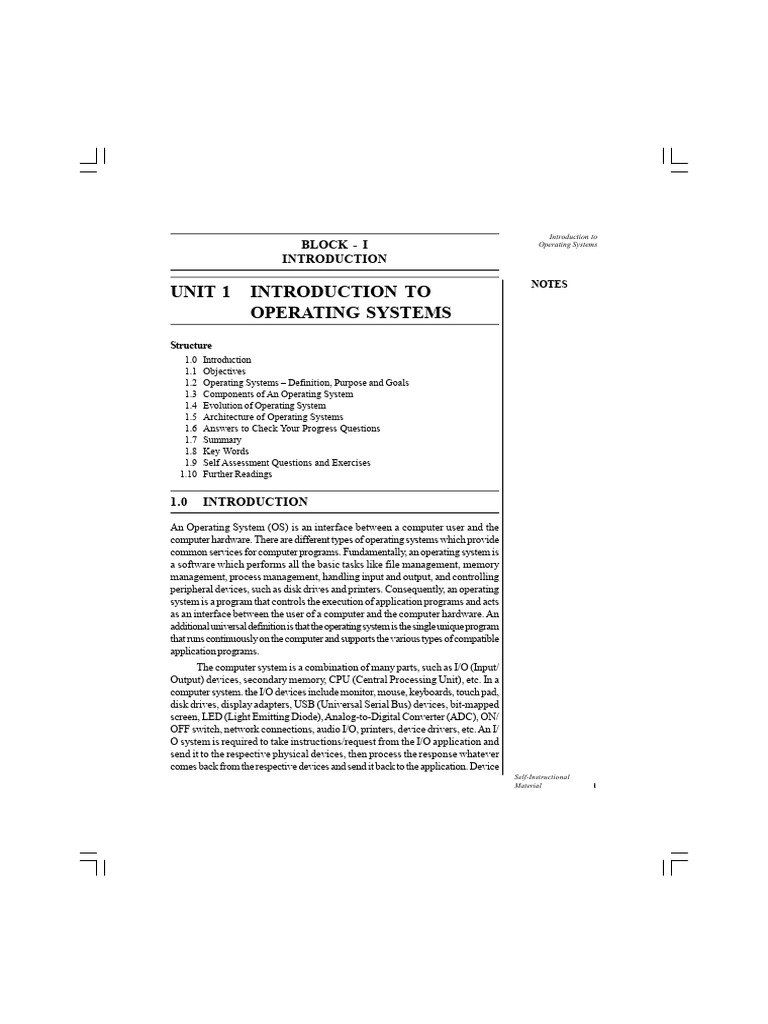 Unit 1 - Introduction To Operating Systems | PDF Unit 1 - Introduction To Operating Systems | PDF