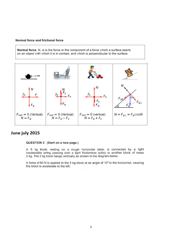 Normal Force and Frictional Force | PDF
