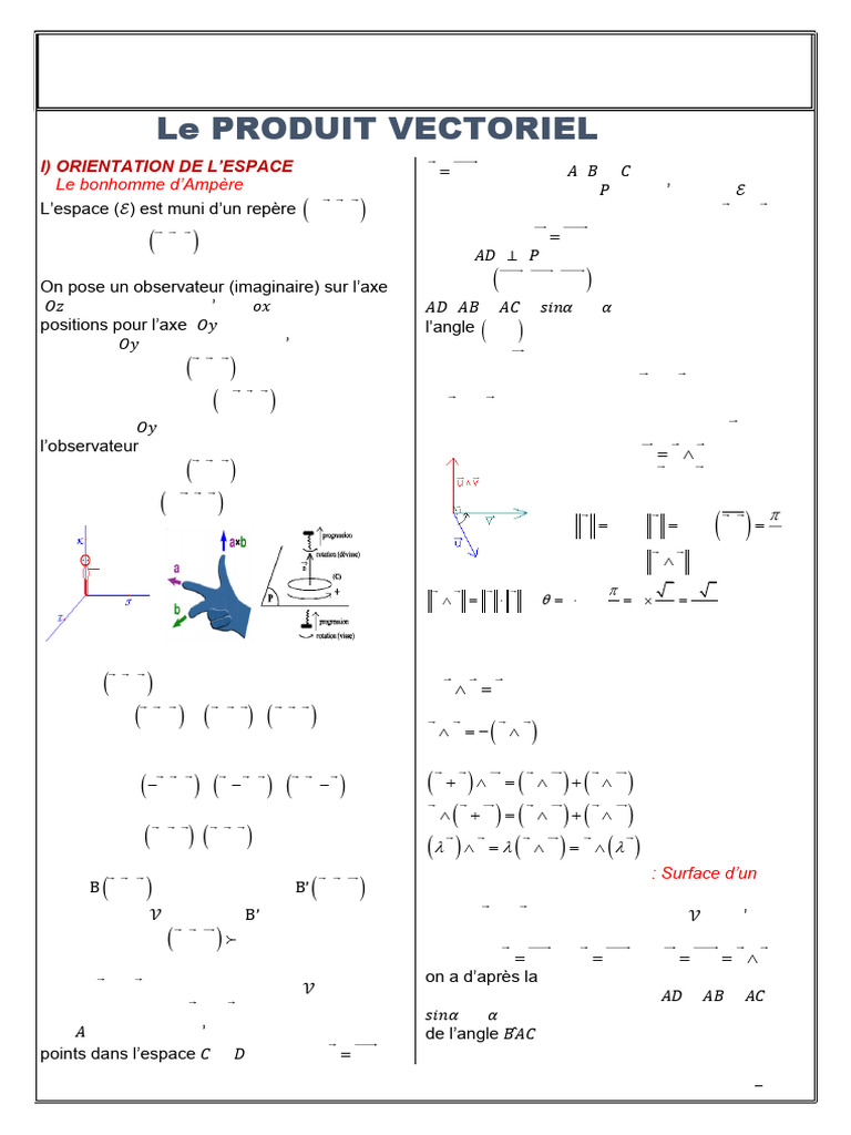 Le Produit Vectoriel Cours Et Exercices Corriges | PDF