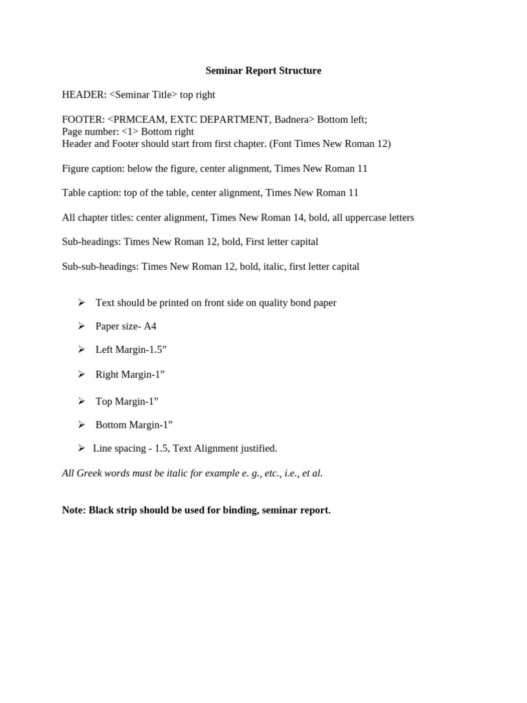 Seminar Report Structure | PDF