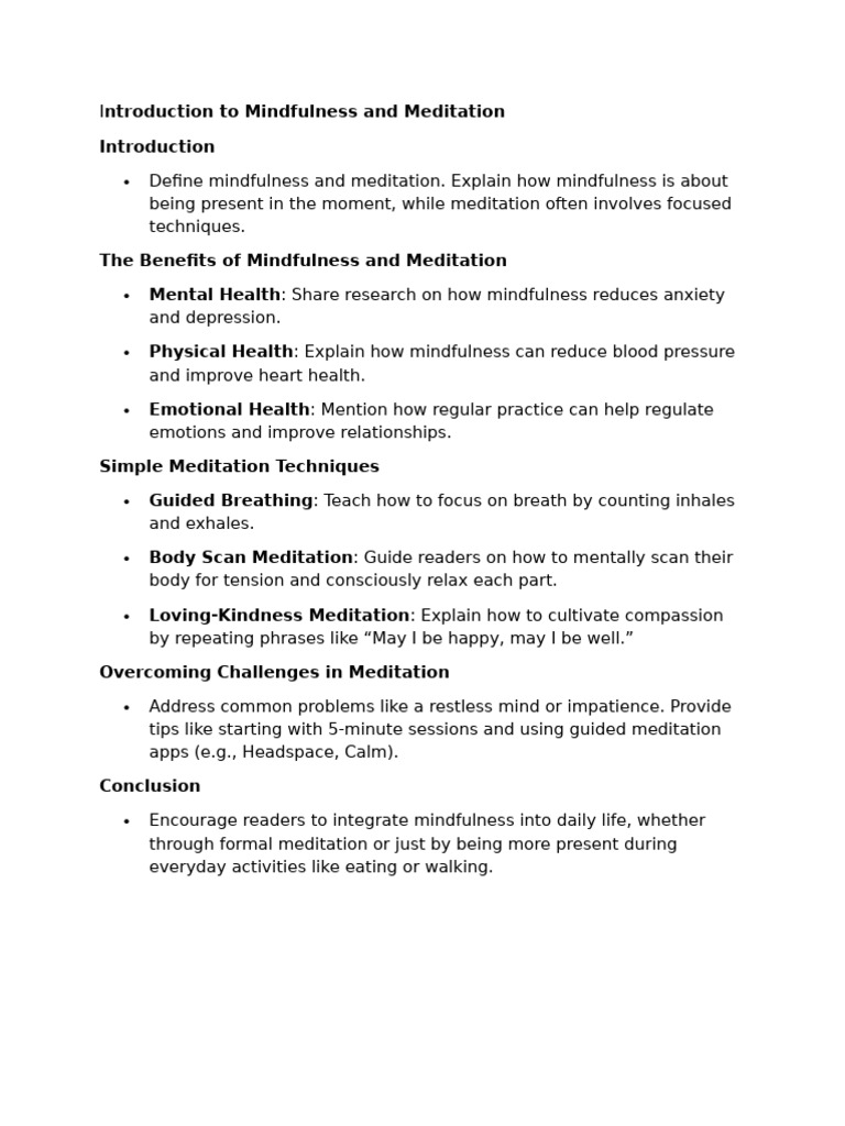 Introduction To Mindfulness and Meditation | PDF