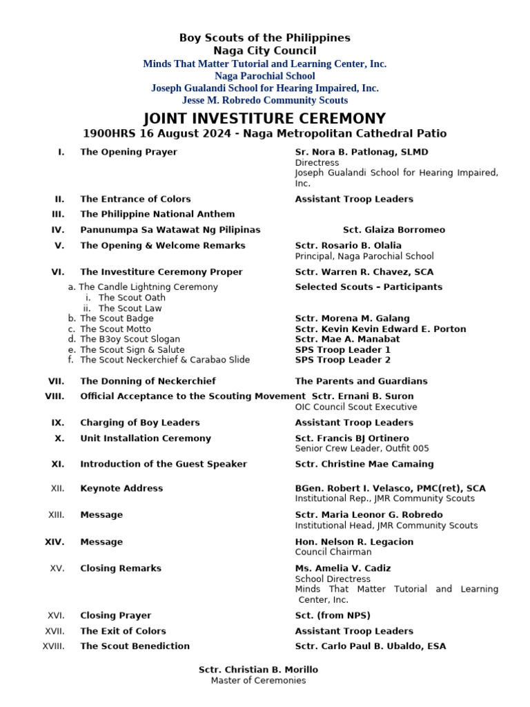 Joint Investiture Ceremony | PDF