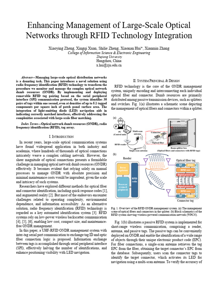 Enhancing Management of Large-Scale Optical Networks Through RFID Technology Integration APCAP ...