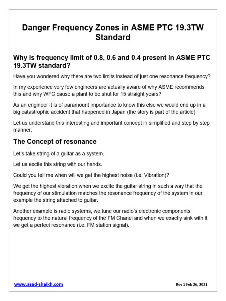 Thermowell Frequency Limits in ASME PTC 19.3TW | PDF | Resonance ...