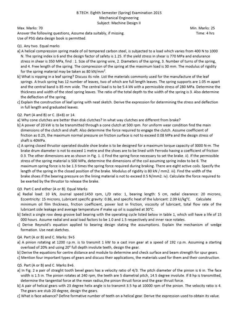 BTECH-Spring 2015 | PDF