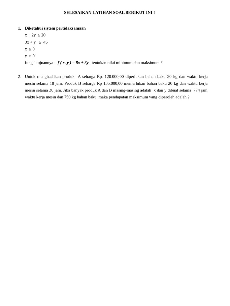 Tugas Program Linear | PDF