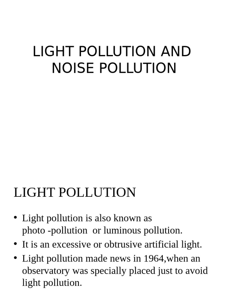 Light Pollution and Noise Pollution | PDF