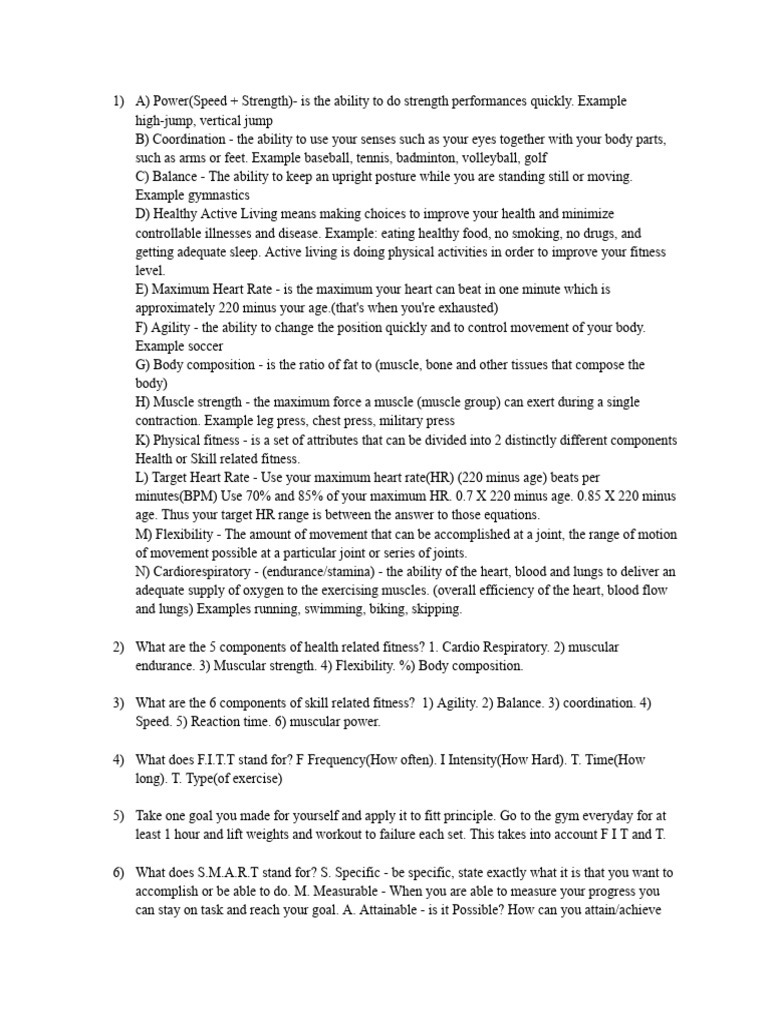 Gym Study Guide | PDF