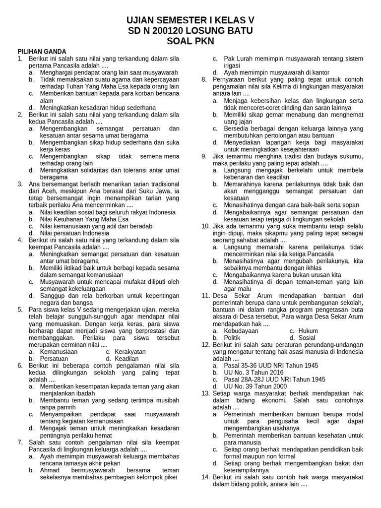 Soal PKN | PDF