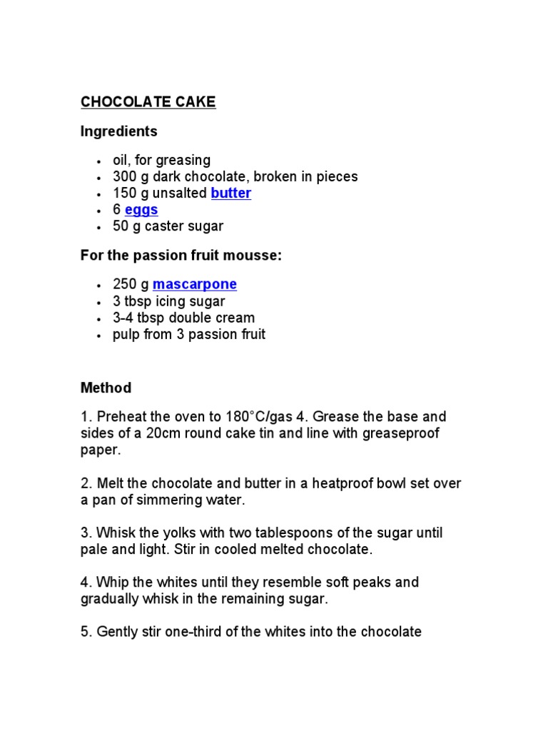 Chocolate Cake Pdf Cakes Chocolate