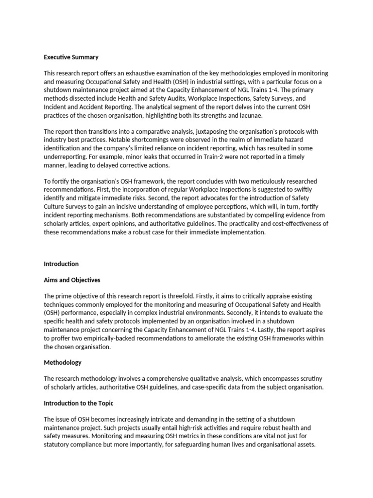 EHS Audit Summary Template for Leadership | PDF | Occupational Safety ...