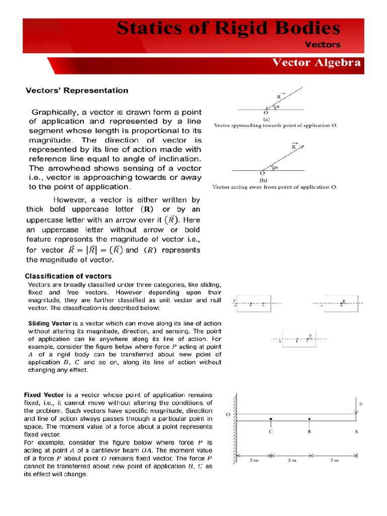 Statics of Rigid Bodies-Vectors | PDF