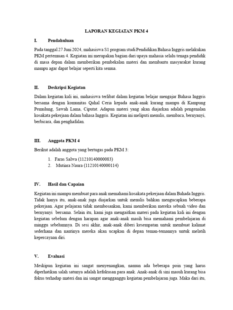 Laporan Kegiatan PKM 3 | PDF