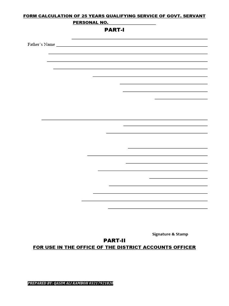 Form Calculation of 25 Years Qualifying Service | PDF