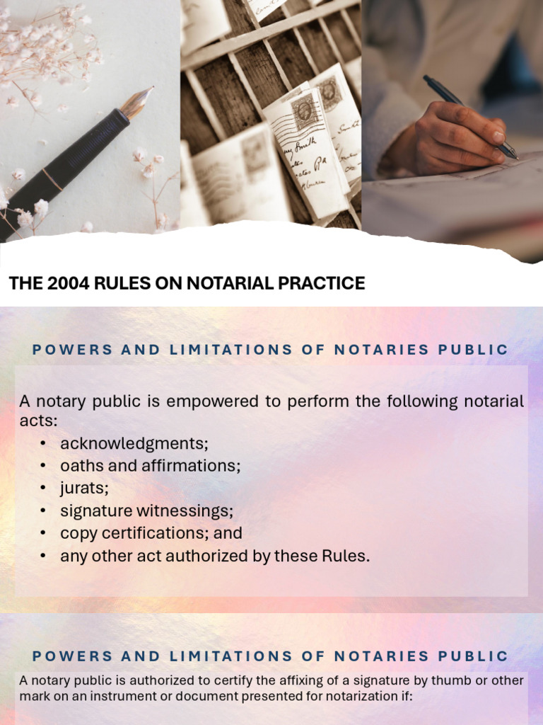 2004 Notarial Practice Rules Overview | PDF | Affidavit | Law