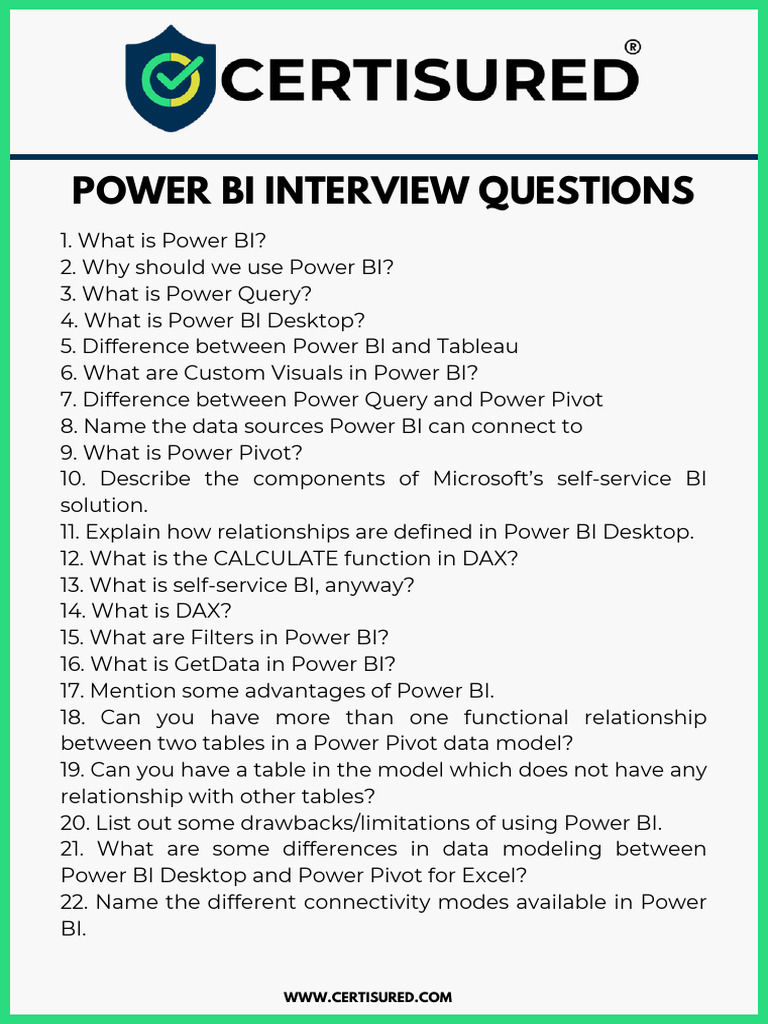 Certisured Interview Questions PowerBI | PDF