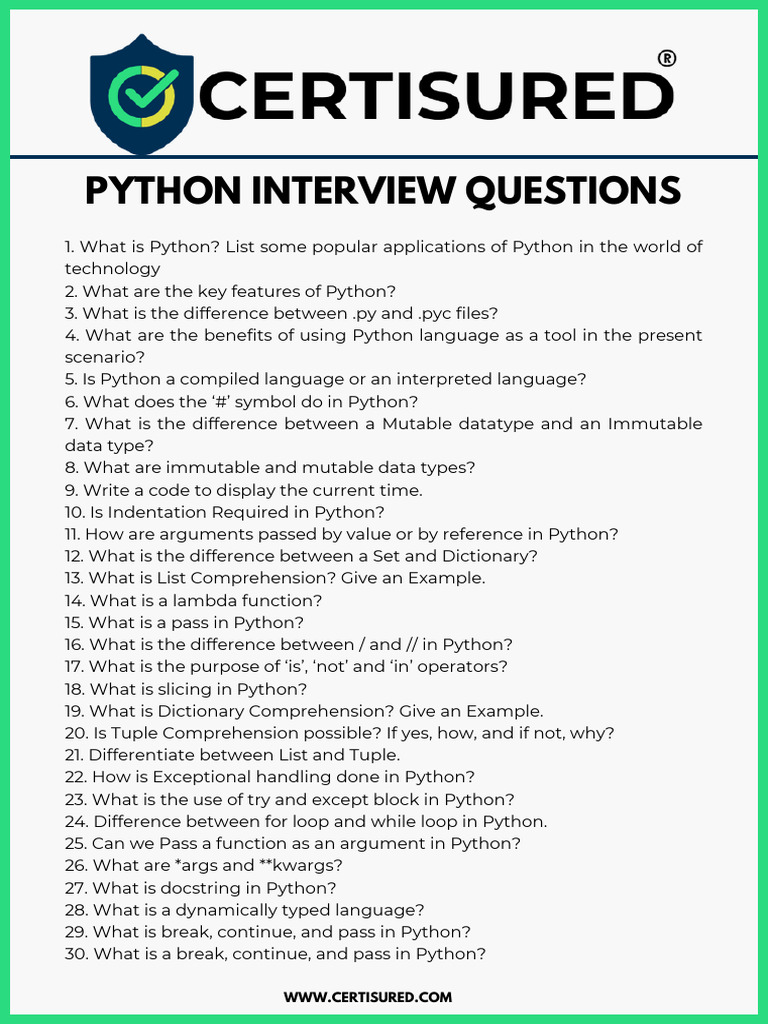 Certisured Interview Questions Pyton | PDF