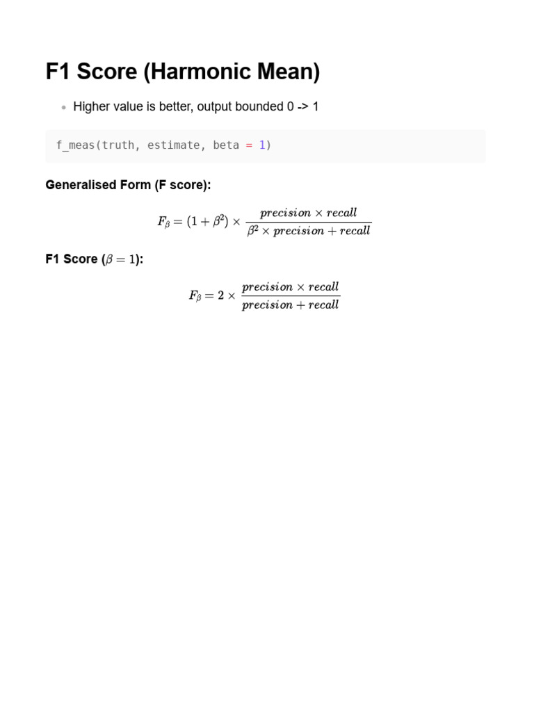 F1 Score (Harmonic Mean) | PDF