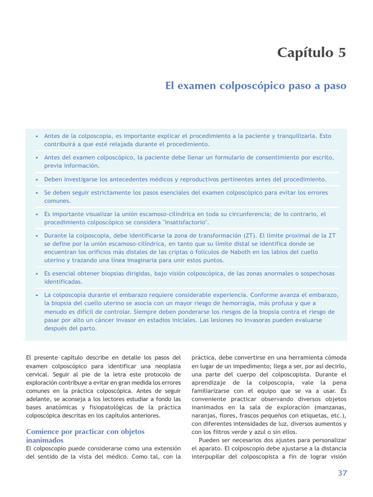 Examen Colposcopico Paso A Paso | PDF