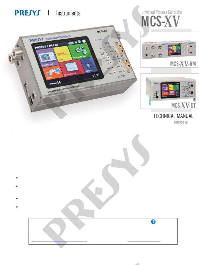 Presys MCS XV User Manual | PDF