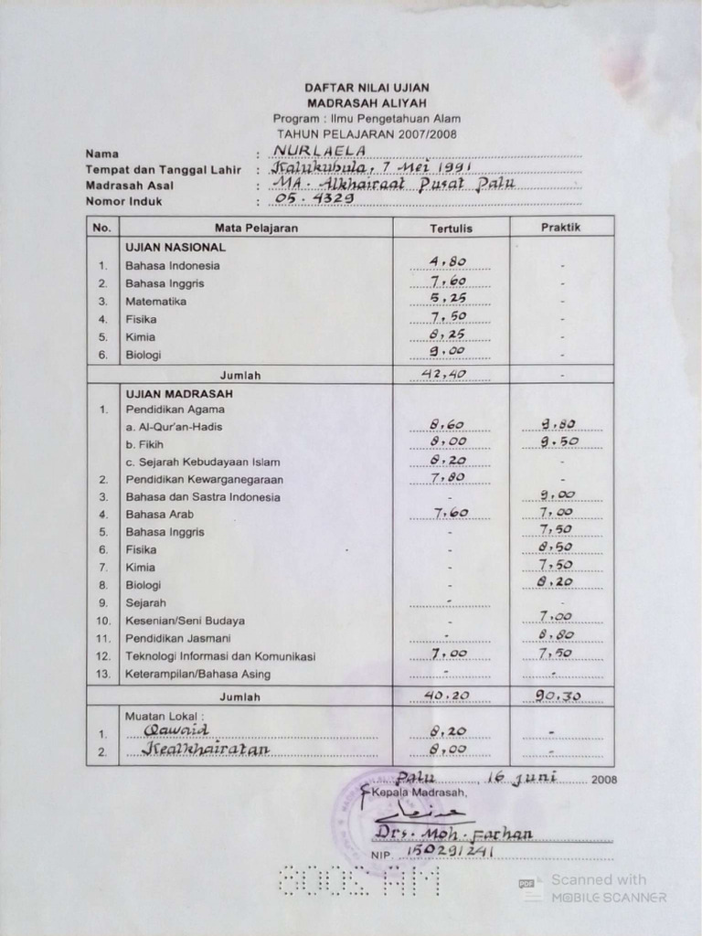 DAFTAR NILAI - Compressed | PDF