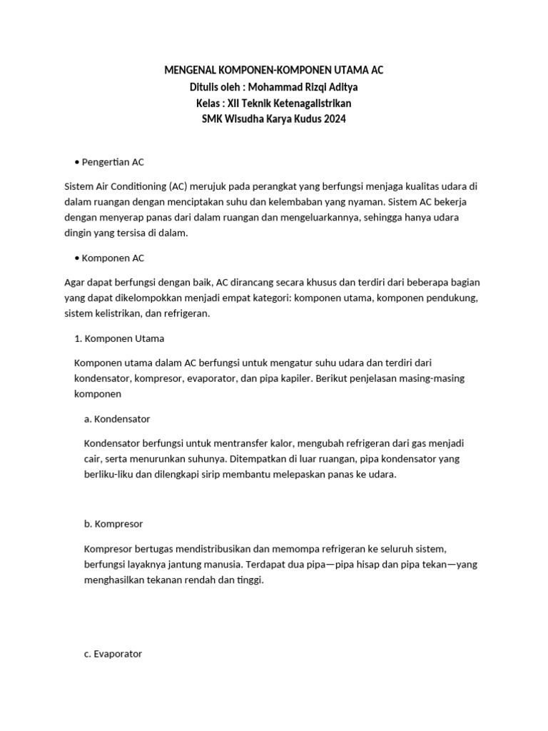 Mengenal Komponen-Komponen Ac | PDF