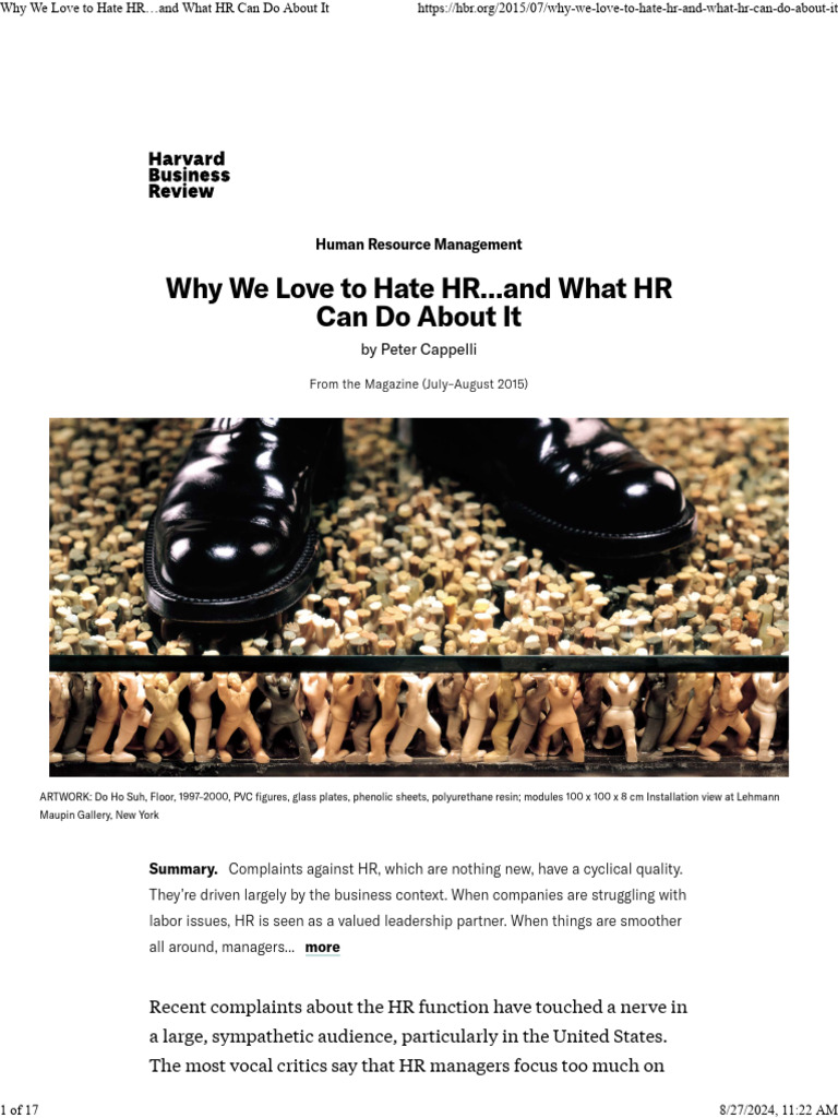 Why We Love To Hate HR and What HR Can Do About It | PDF