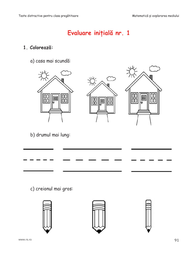 Evaluare Initiala Clasa Pregatitoare | PDF