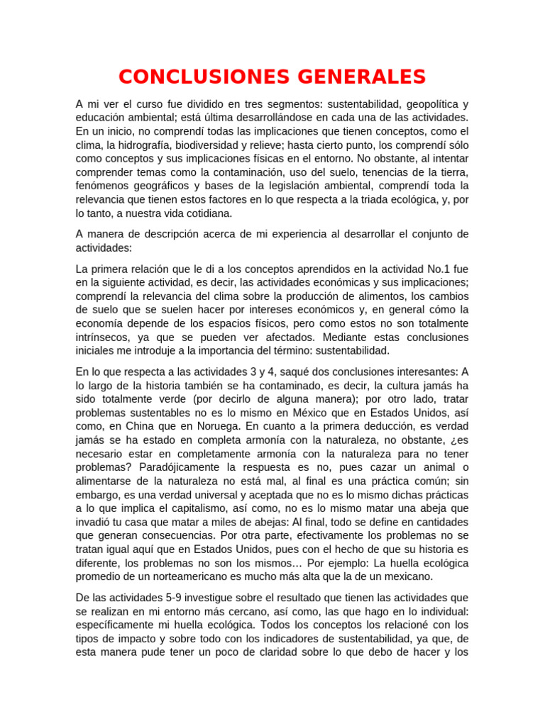 Conclusiones Generales | PDF