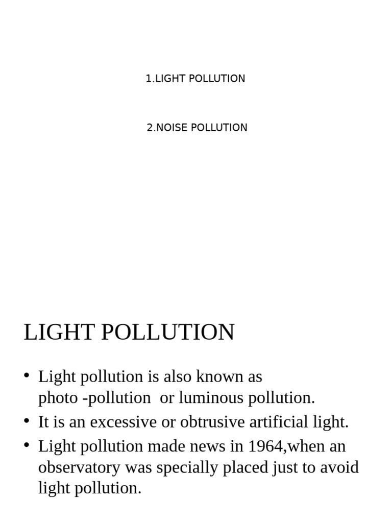 Light Pollution and Noise Pollution | PDF