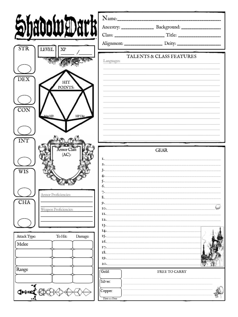 ShadowDark Custom Sheet 2 | PDF