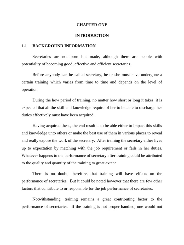 C1 Impact Of Training On Job Performance Of Secretaries In Organizationsnmwrur5abe Pdf