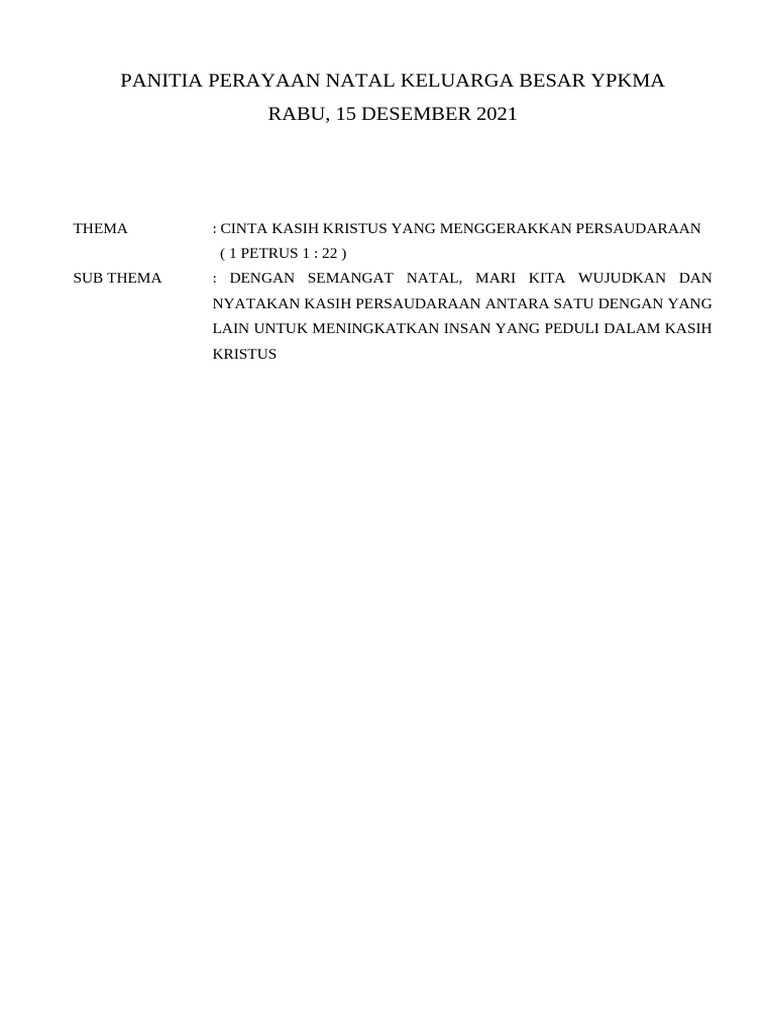 Panitia Perayaan Natal Keluarga Besar Ypkma | PDF Panitia Perayaan Natal Keluarga Besar Ypkma | PDF