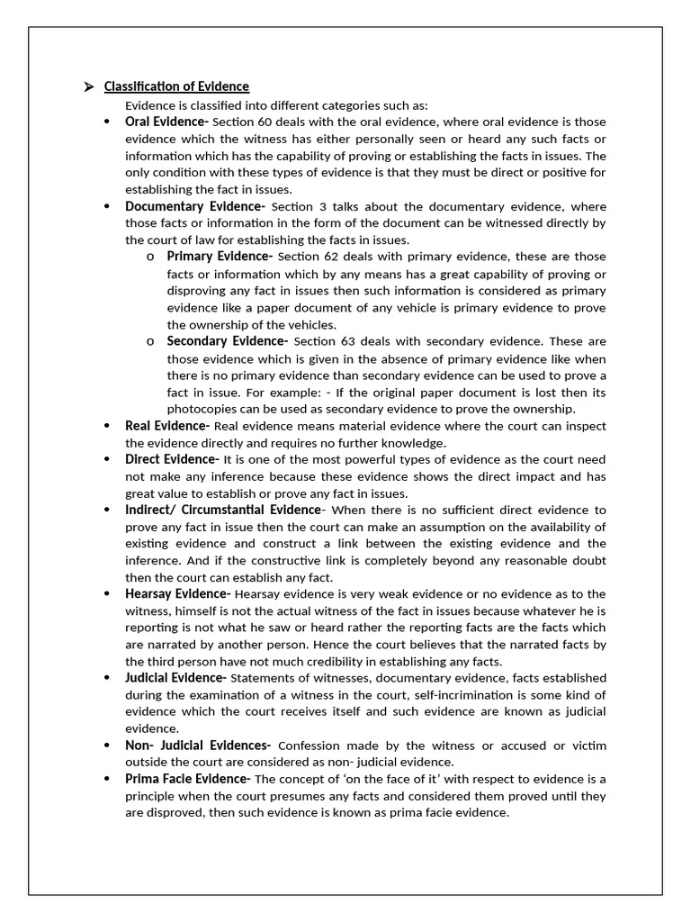 Classification of Evidence | PDF